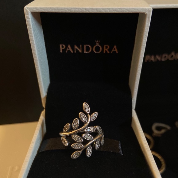 Pandora | Jewelry | Retired Pandora Ring Sparkling Leaves | Poshmark
